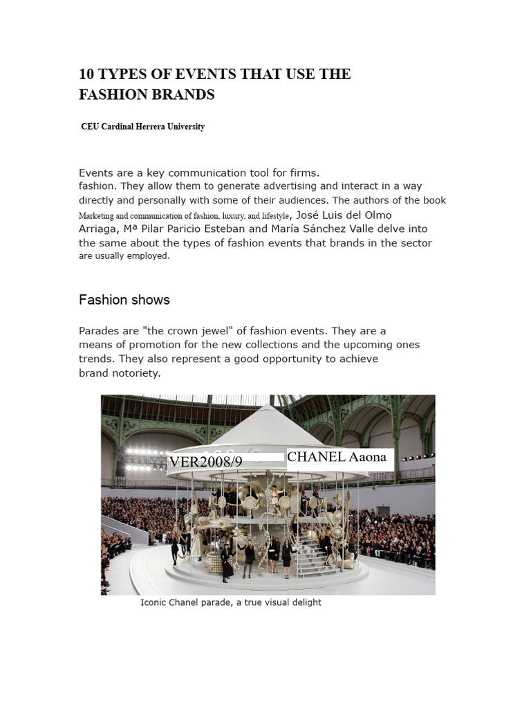 Types of Fashion Events Explained | PDF | Fashion | Brand