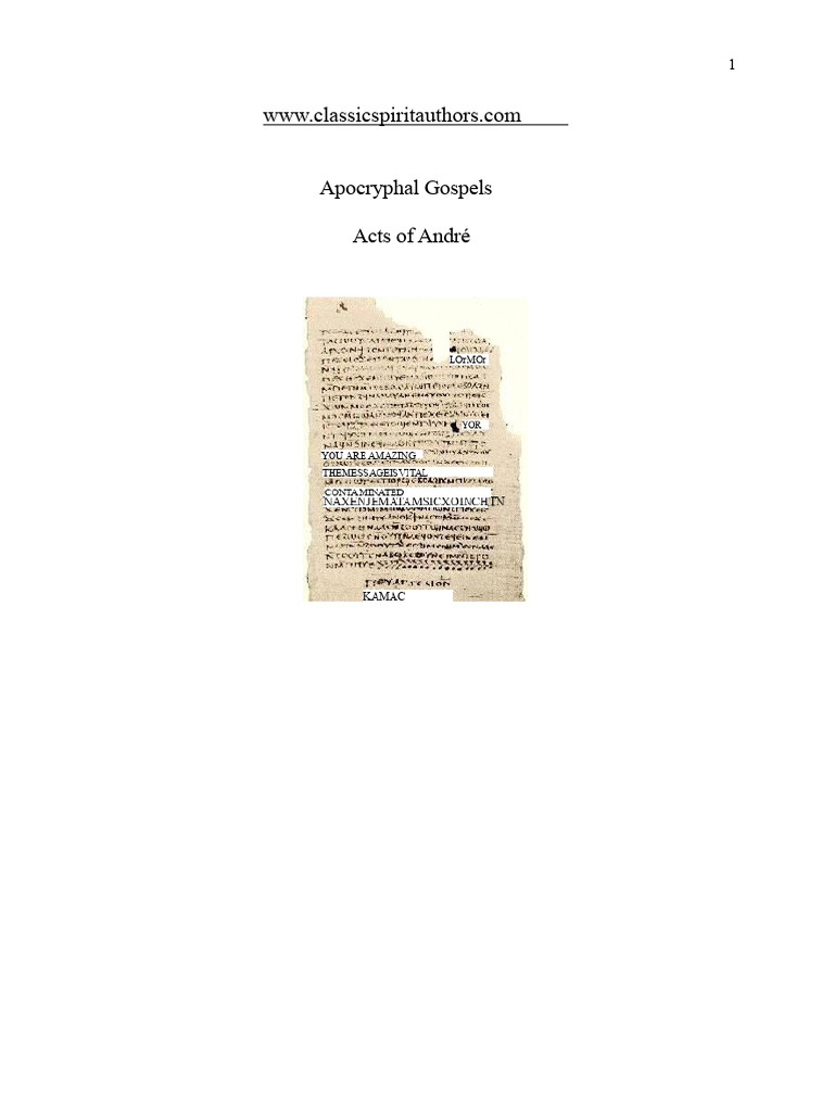 Acts of Andrew: Apocryphal Insights | PDF | God In Christianity | Logos ...