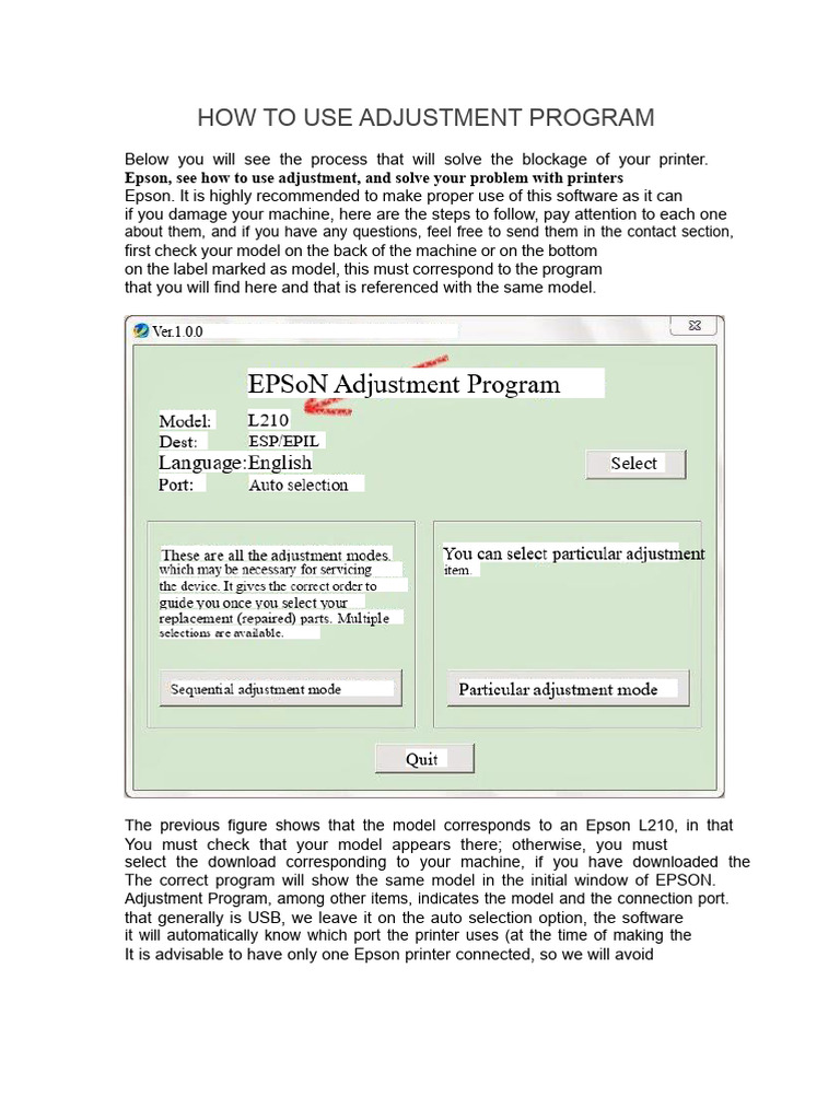 Epson Adjustment Program Guide | PDF | Printer (Computing) | Computing