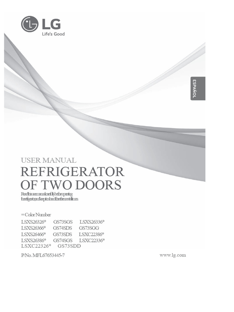 LG Two-Door Refrigerator User Manual | PDF | Refrigerator | Ac Power ...