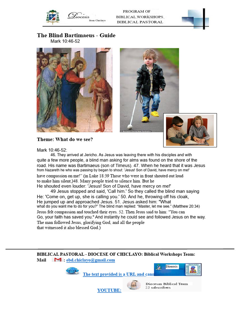 Bartimaeus: Faith and Healing in Mark 10 | PDF | Jesus | Gospel Of Mark