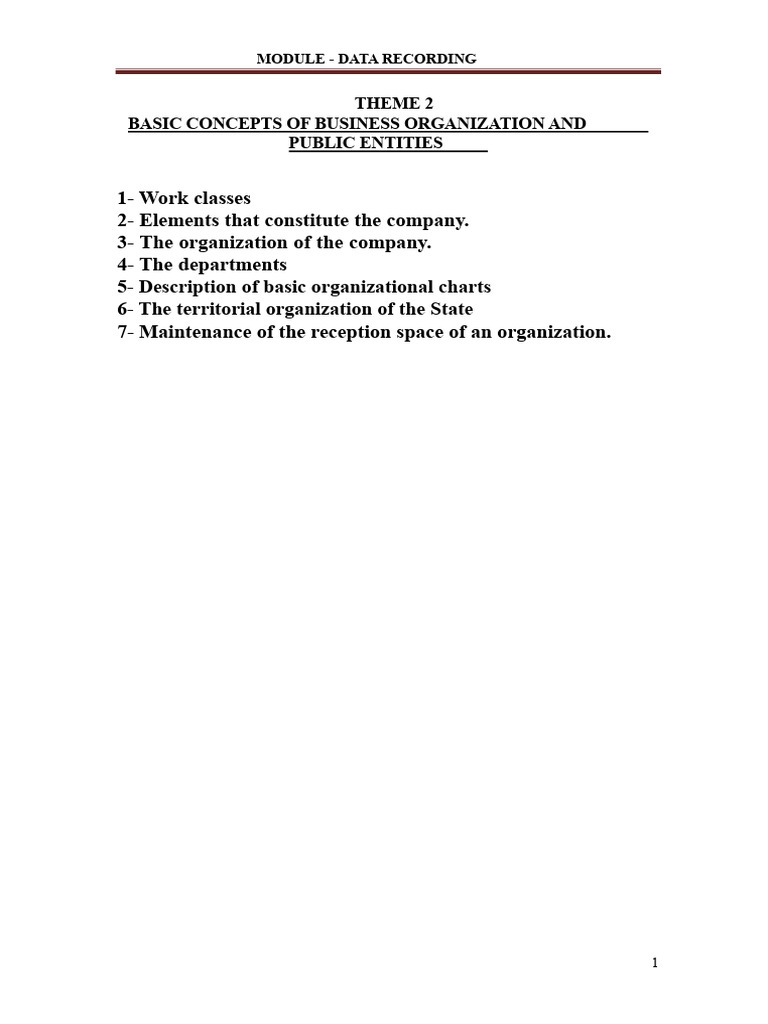 Basic Concepts of Organization of Businesses and Public Entities | PDF ...