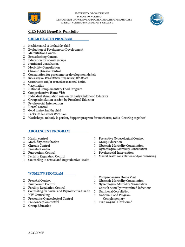 Benefits Portfolio Cesfam Family Health Model | PDF | Chronic Condition ...