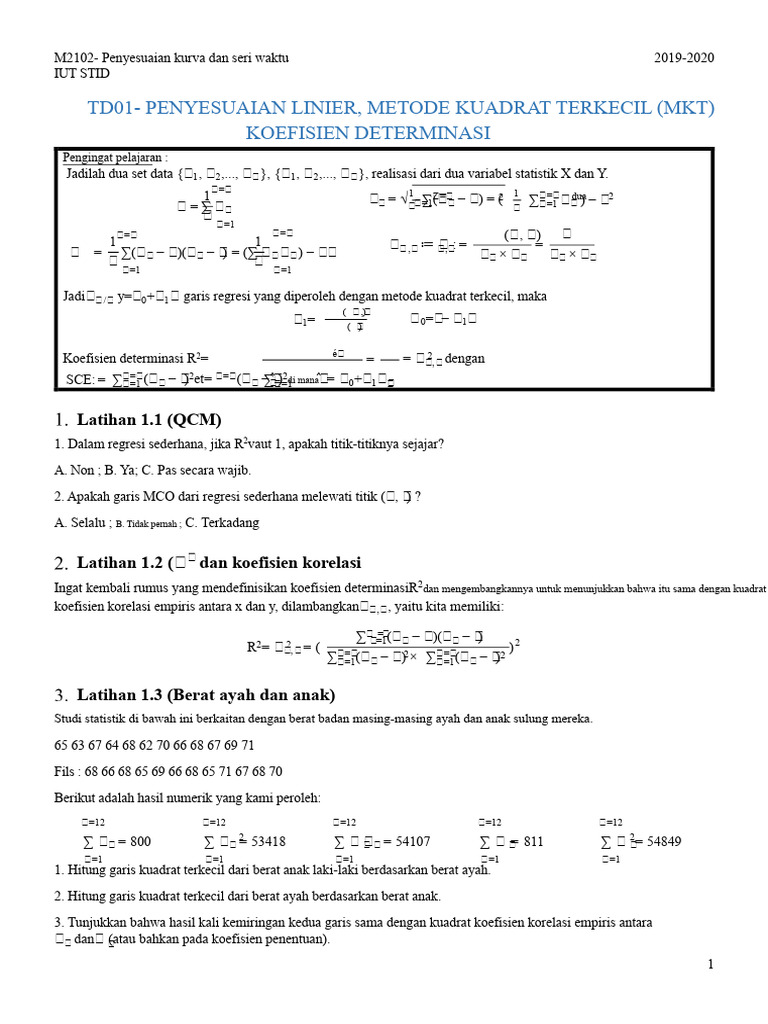 TD01 05 - Penyesuaian Kurva Dan Seri Waktu | PDF