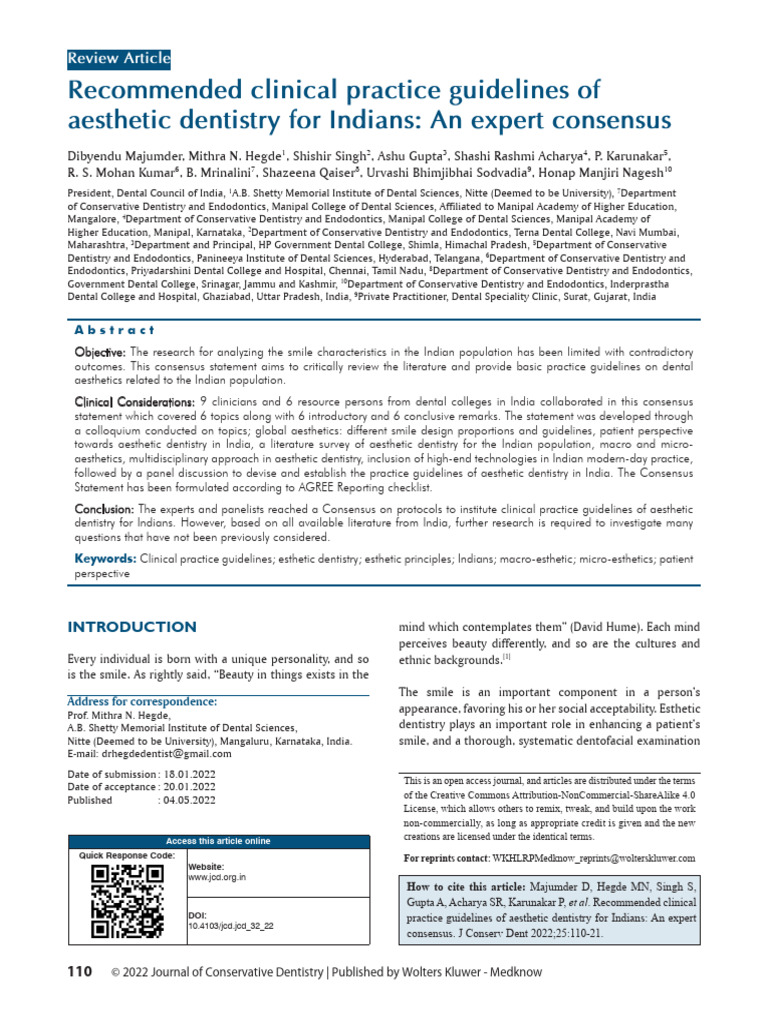 Recommended Clinical Practice Guidelines Of.2 | PDF | Tooth | Dentistry