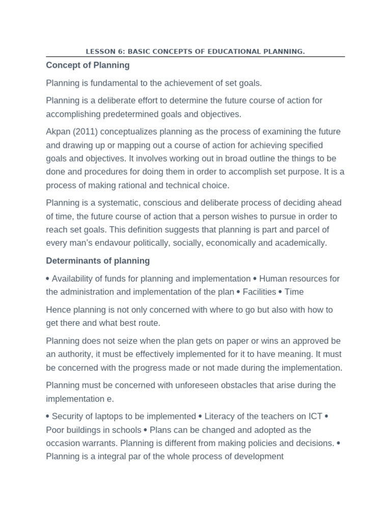 Educational Planning: Key Concepts Explained | PDF | Planning | System