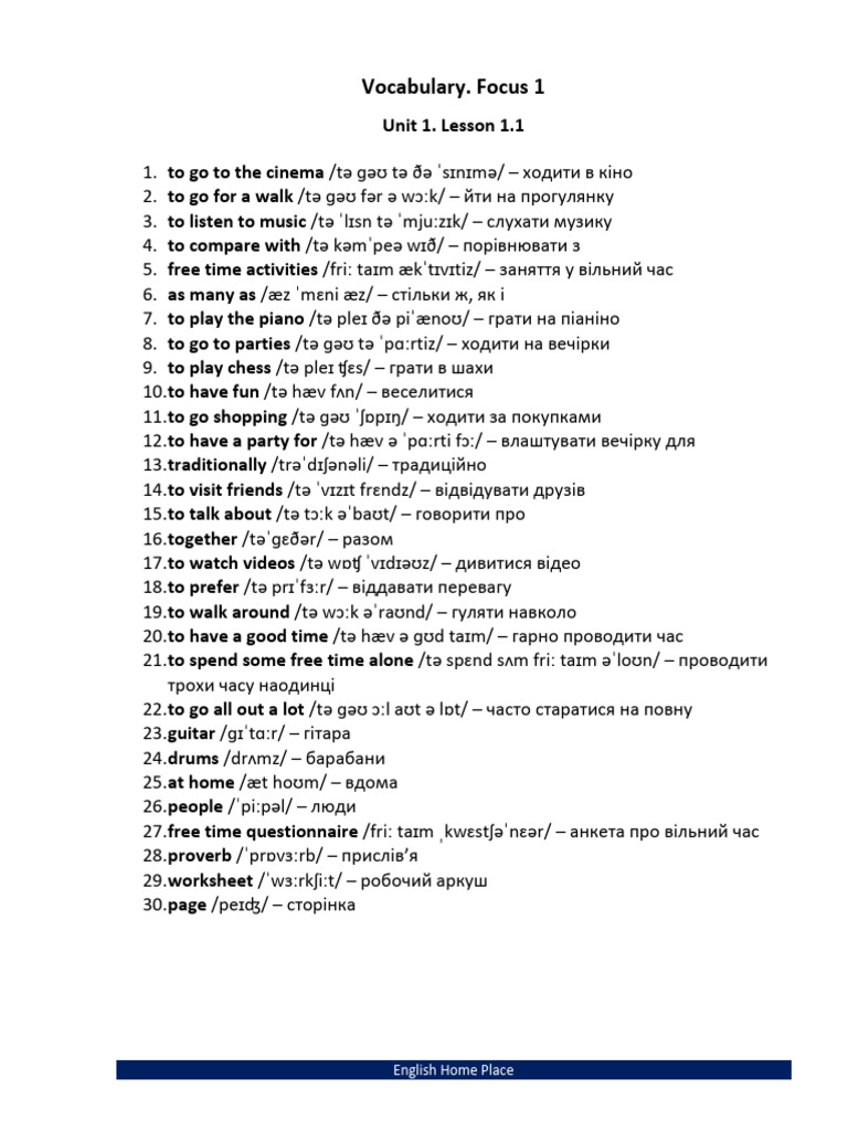 Voc. Focus 1. Unit 1. Lesson 1.4 (SB P. 16-17) | PDF