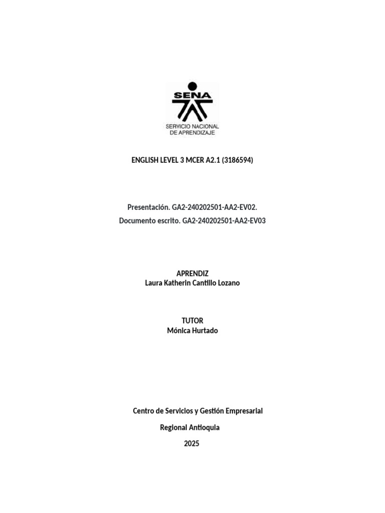 English Level 3 Mcer A2 | PDF