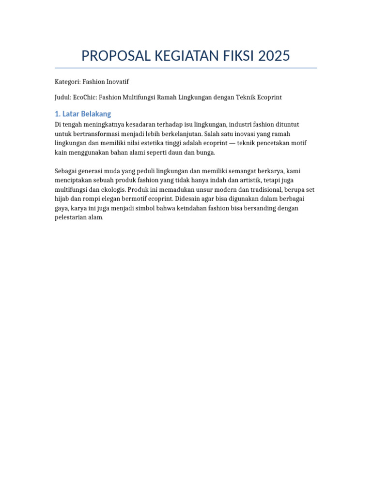 EcoChic: Fashion Multifungsi Ramah Lingkungan | PDF