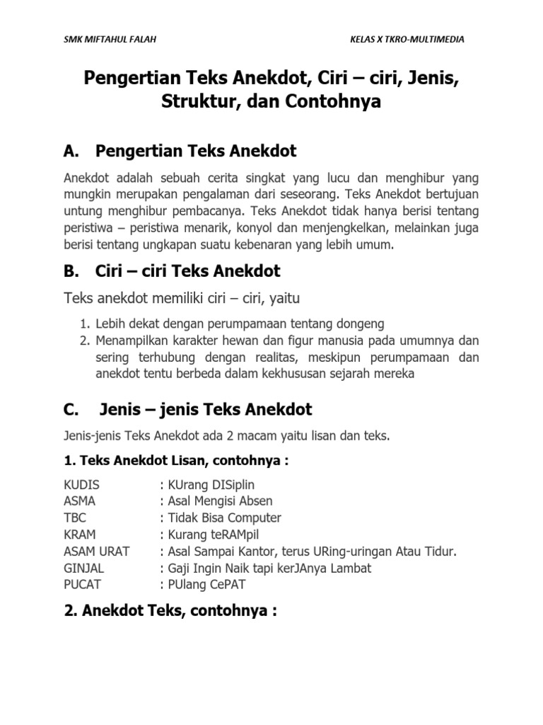 Panduan Lengkap Teks Anekdot | PDF