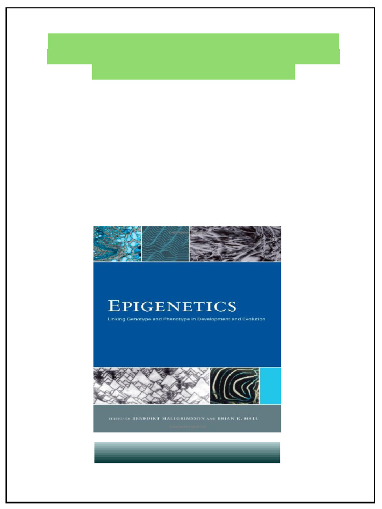 Epigenetics Linking Genotype and Phenotype in Development and Evolution 1st Edition Benedikt ...