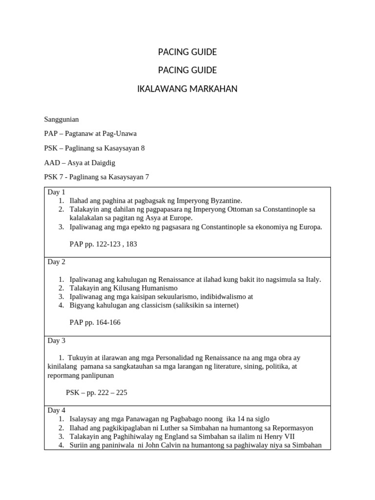 Pacing Guide Second Grading Period Final | PDF