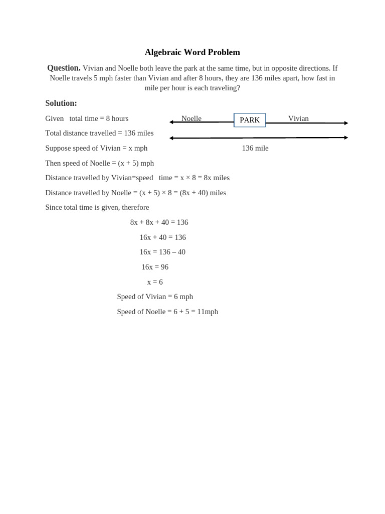 Algebraic Word Problem Online | PDF