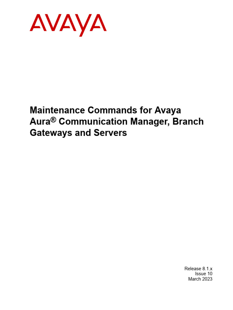 Avaya Communication Manager Maintenance Commands for Branch Gateways ...