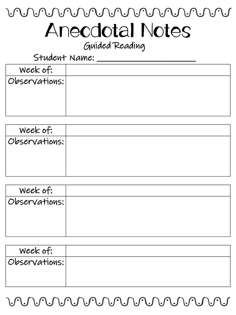 Guided Reading Observation Log | PDF