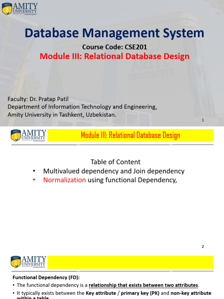 Functional Dependency and Normalization | PDF | Data Model | Data ...