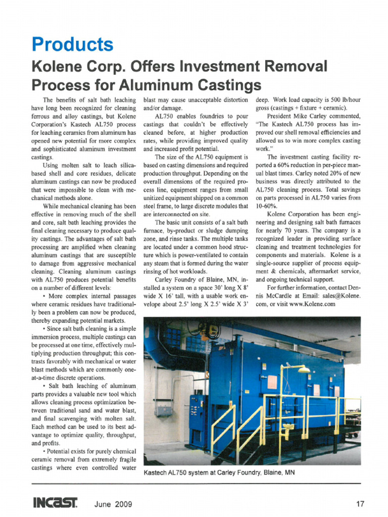 Kastech AL750 Aluminum Casting Info | PDF