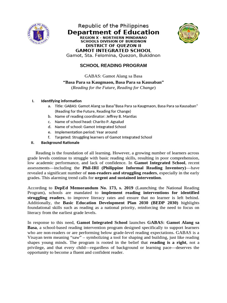 School Reading Program | PDF | Learning | Human Communication