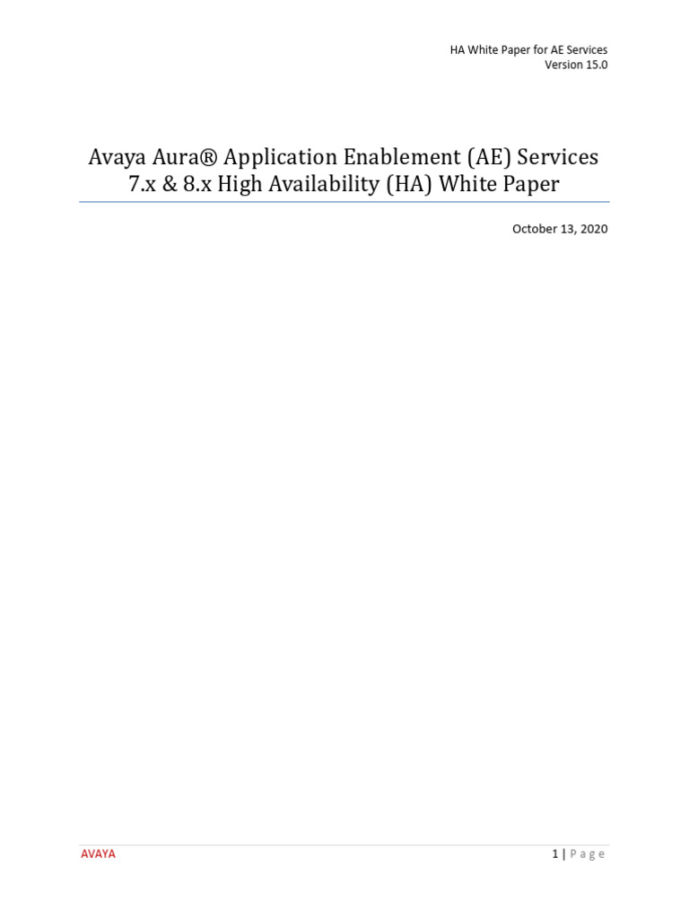 AEServices 7 X and 8 X High Availability HA White Paper | PDF ...