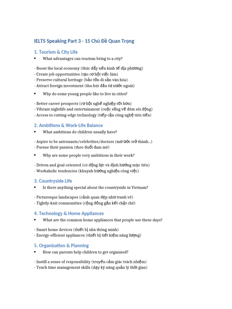 IELTS Speaking Part 3: Key Topics Guide | PDF | Cost Of Living | Memory