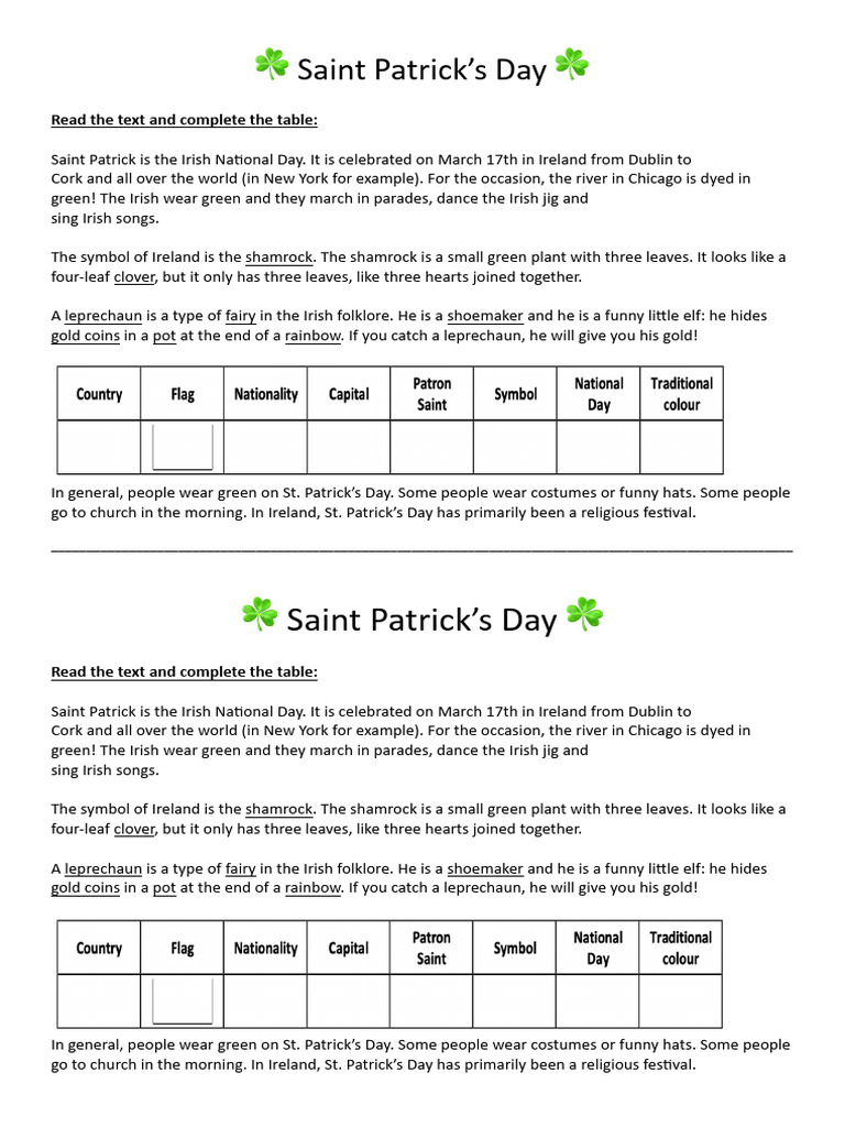 Saint Patrick's Day Celebration Guide | PDF