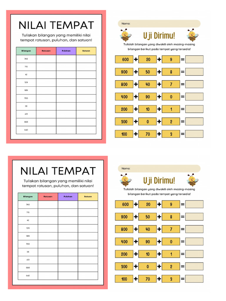 LKPD Bilangan Nilai Tempat | PDF