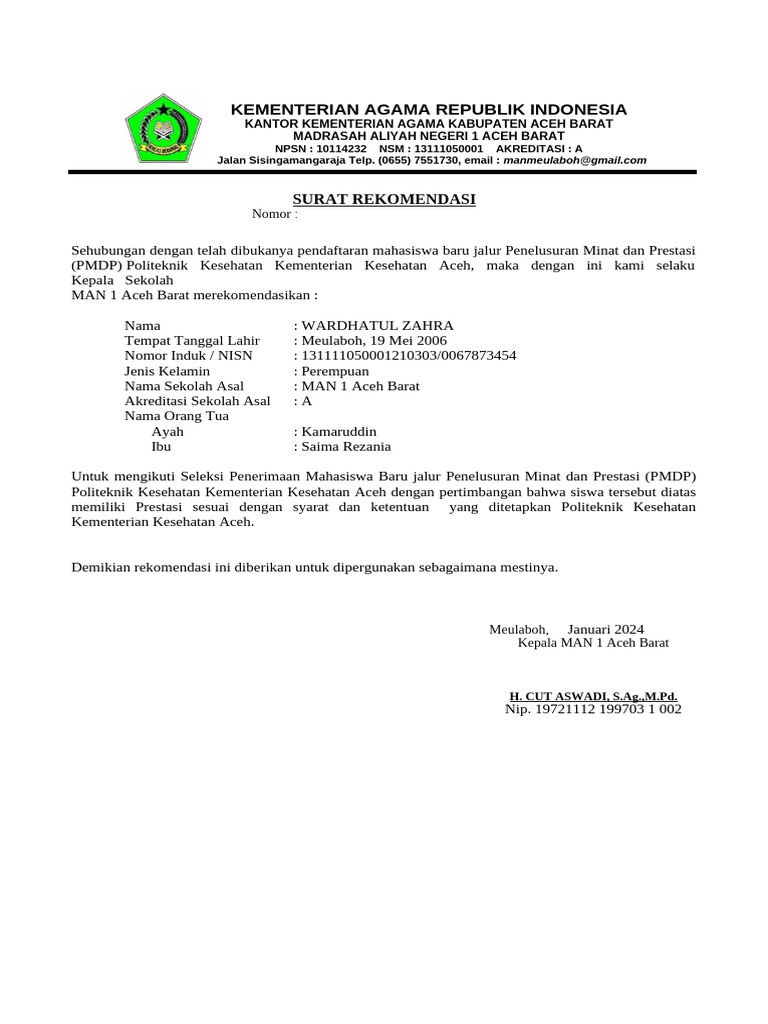 Format Rekom Dan Pernyataan | PDF