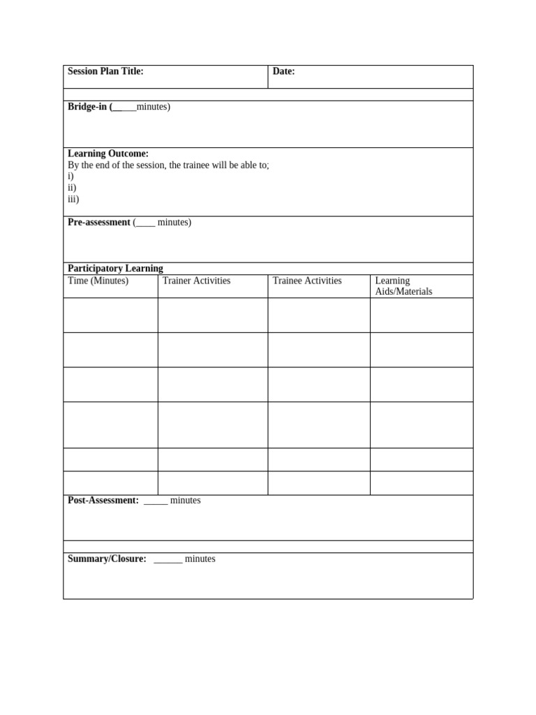 Session Plan Template | PDF