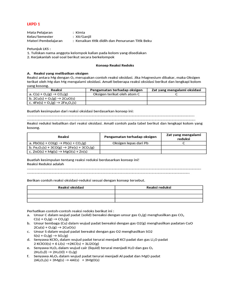 LKPD 1 Redoks | PDF