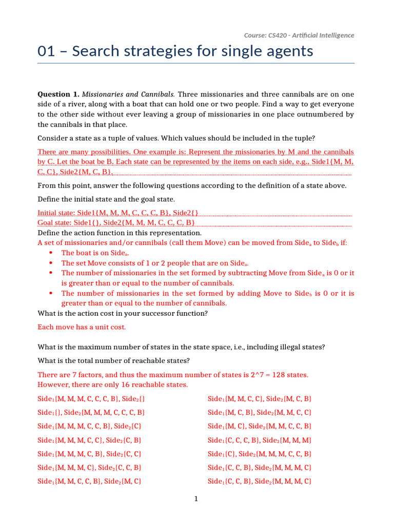 2025 ReviewExercise01 SearchStrategiesForSingleAgents Solution | PDF | Combinatorics ...