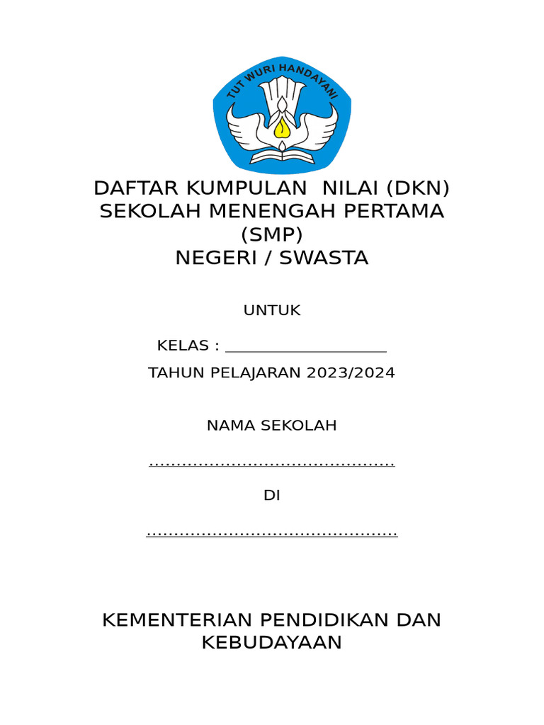 Cover Daftar Kumpulan Nilai | PDF