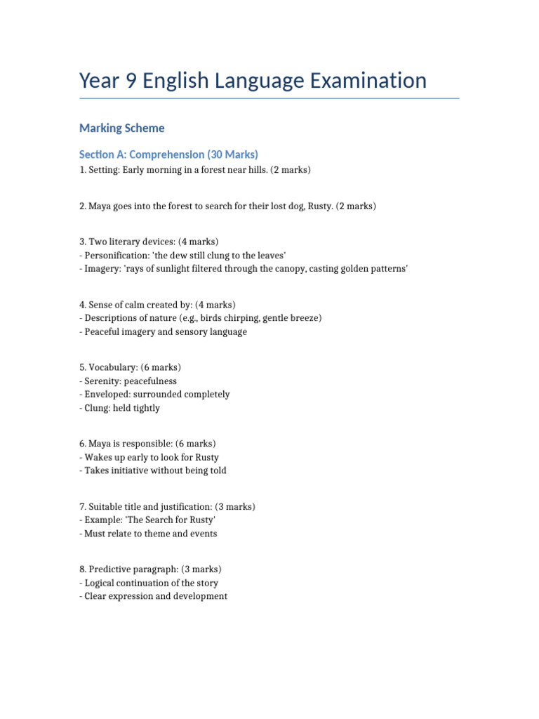 Year 9 English Language Exam Guide | PDF
