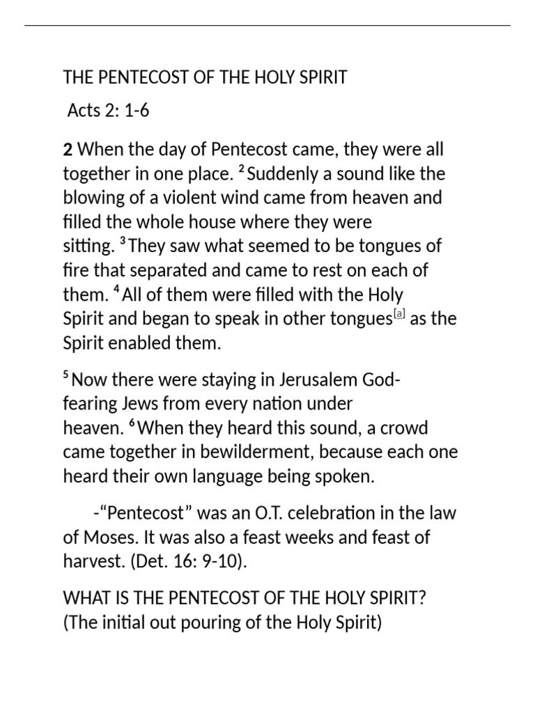 The Pentecost of The Holy Spirit | PDF | Baptism | Paul The Apostle