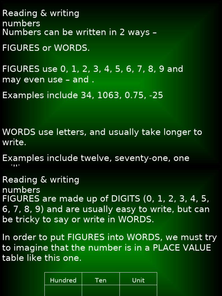 Reading and Writing Numbers | PDF | Writing | Notation