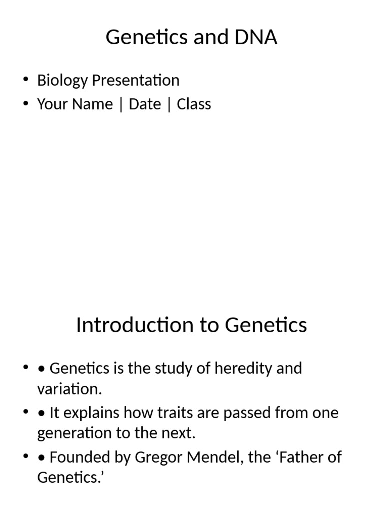 Genetics and DNA Presentation | PDF