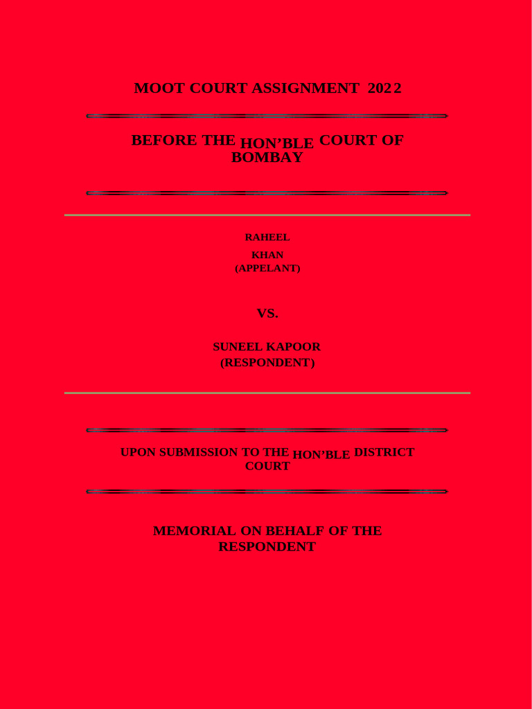 Respondent Memorial for Moot Court 2021 | PDF | Justice | Crime & Violence