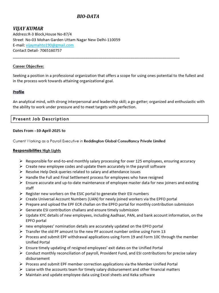 Vijay Kumar - HR Compliance ACME | PDF | Payroll | Labor