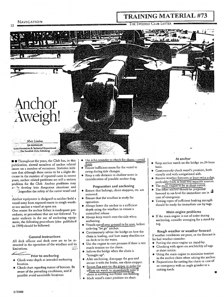 Training Material 073 Anchor Aweigh | PDF