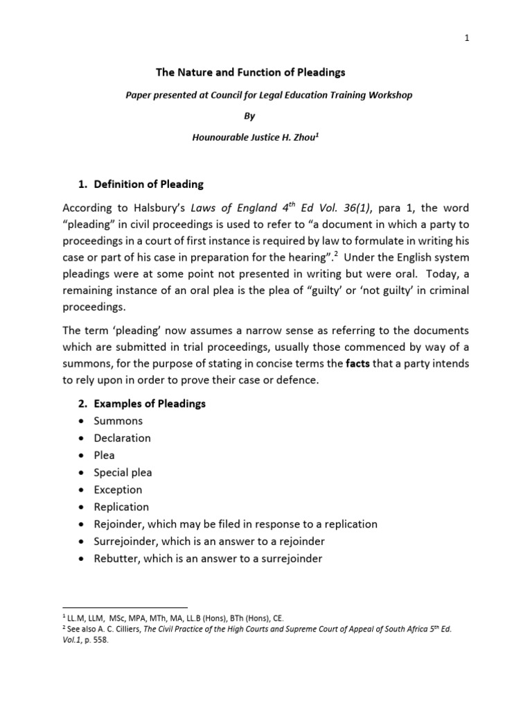 Functions of Court Pleadings Explained | PDF | Pleading | Lawsuit