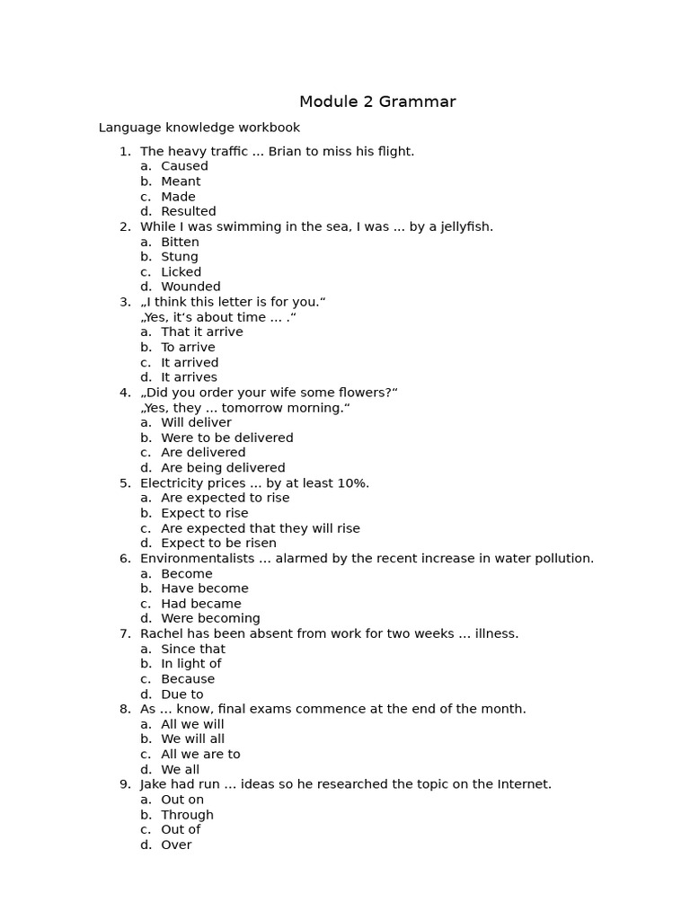 B2+ Module 2 Grammar | PDF