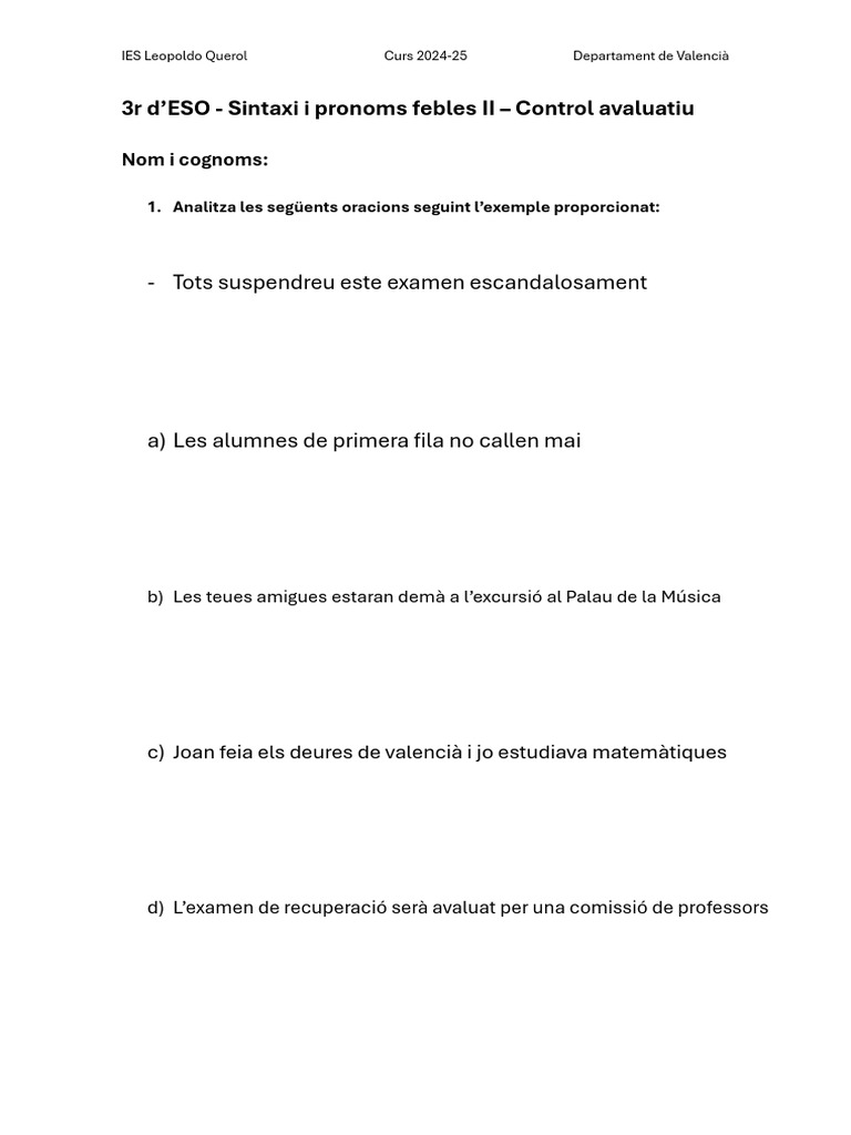 Sintaxi II3 Eso | PDF