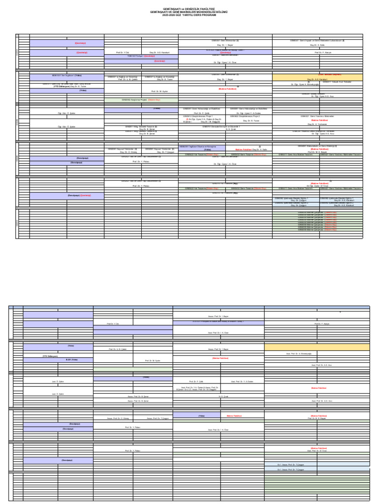 2025 2026 Guz Donemi Lisans Haftalik Ders Programi | PDF