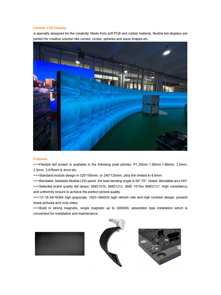 Flexible LED Display Specifications & Features | PDF | Imaging | Film ...