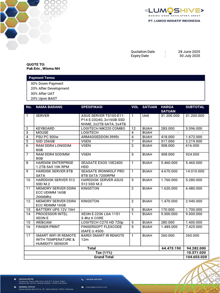 Quotation Wisma NH (Server & Hardware) | PDF | Computer Hardware ...