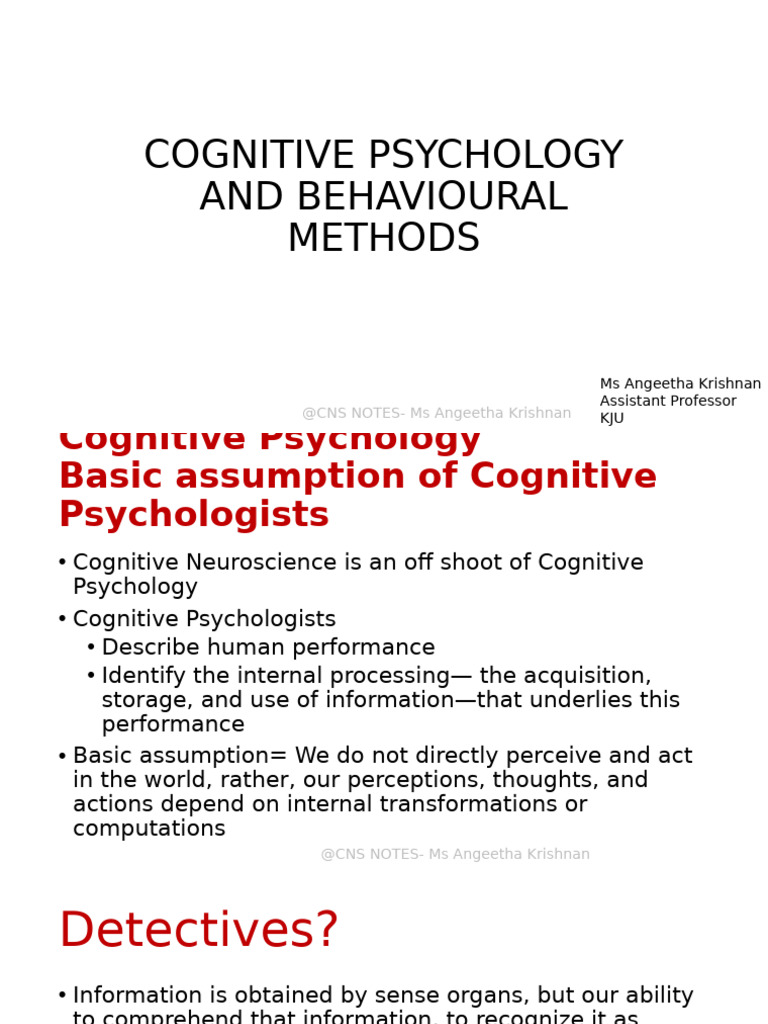 Cognitive Psychology and Behavioural Methods | PDF | Perception | Cognition