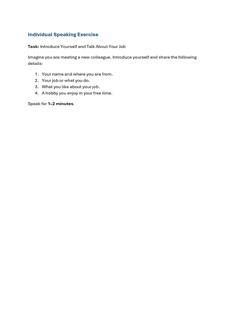 Individual Introduction Exercise | PDF