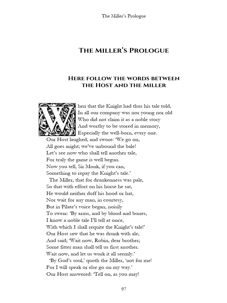 Unit 1-Chaucer-The Millers Prologue and Tale | PDF