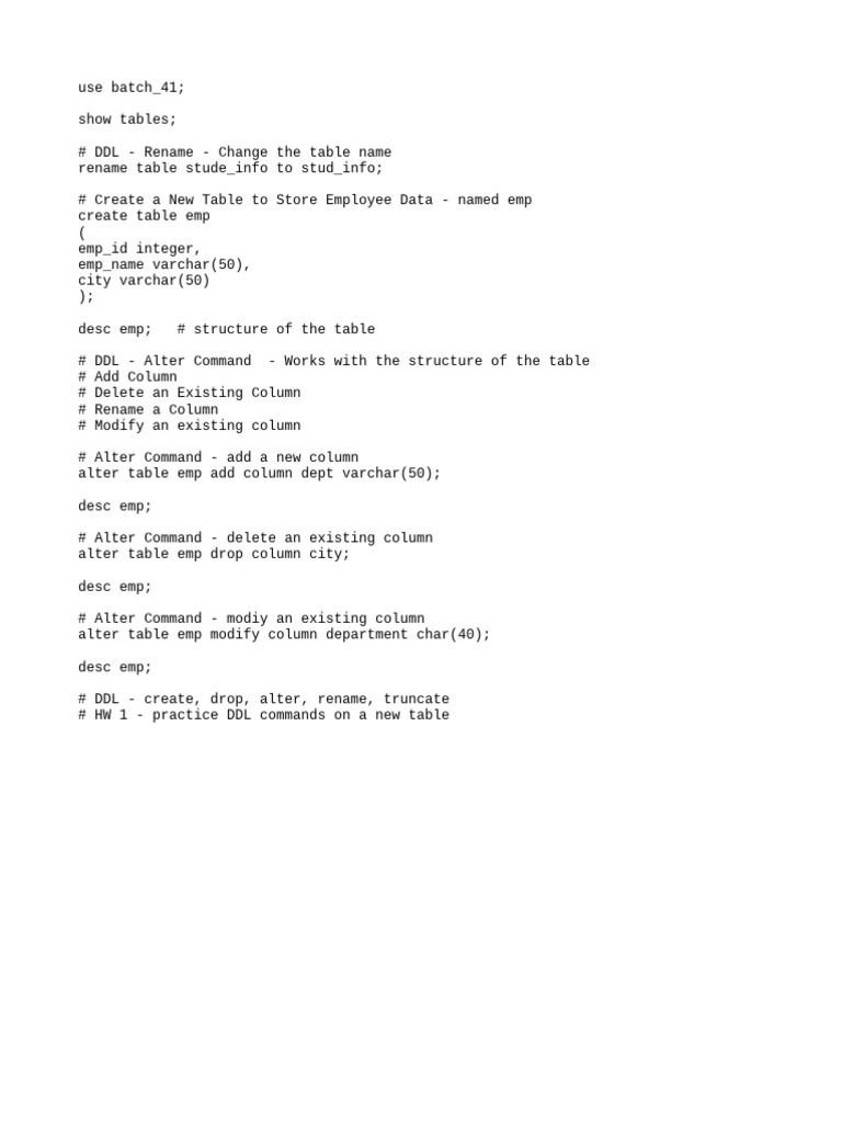 SQL Day 3 - DDL | PDF
