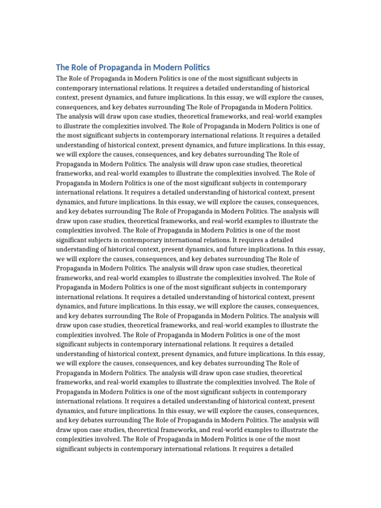 Essay 3 The Role of Propaganda in Modern Politics | PDF | Propaganda ...