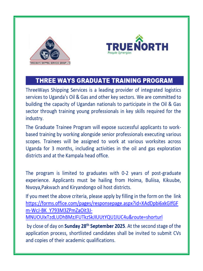 Job Advert Online Version Threeways Graduate Trainee | PDF